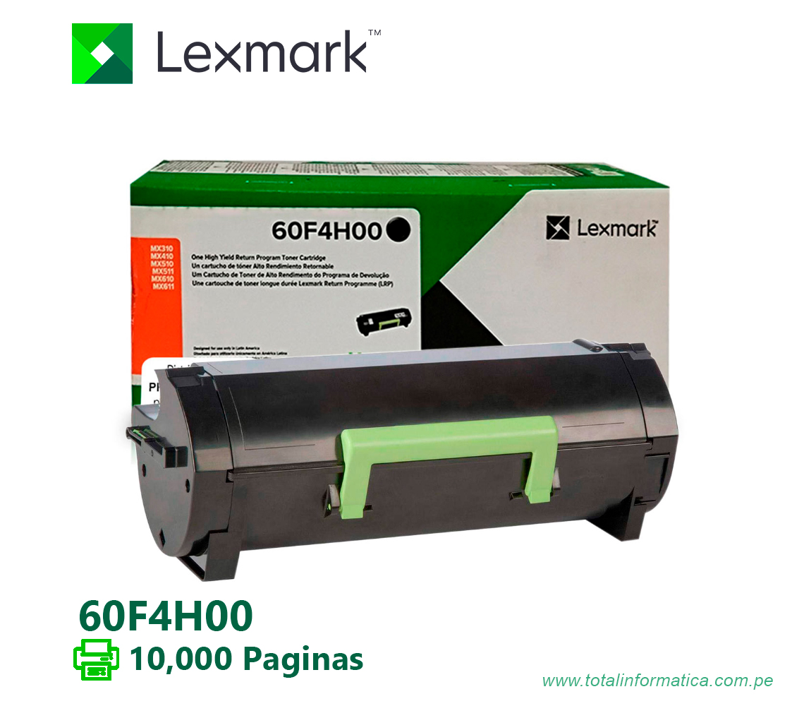 TONER LEXMARK (60F4H00) NEGRO MX611,MX410, MX511,MX310 10,000PG