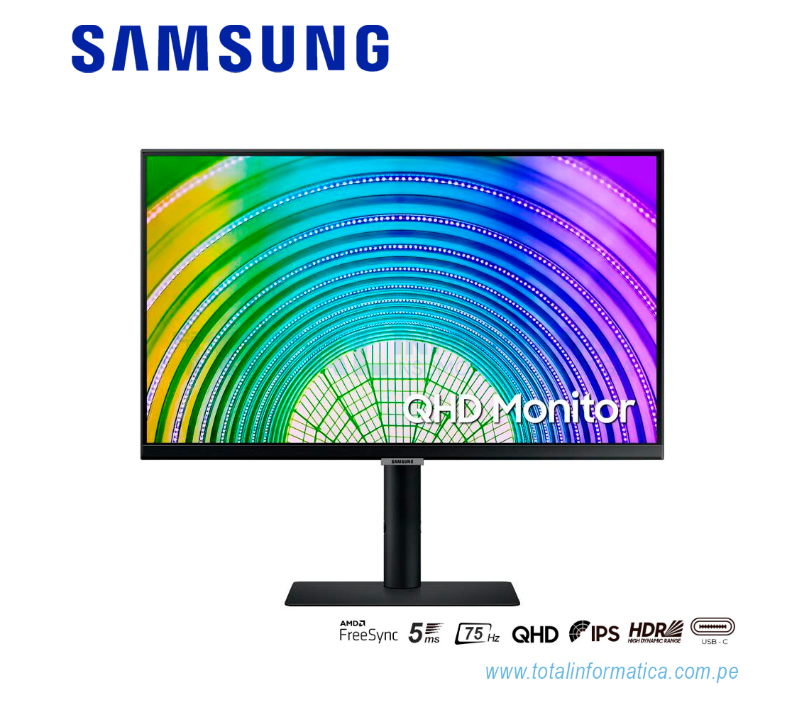 MONITOR LCD SAMSUNG S27A600UUN 27" WQHD, 4MS, 75HZ, HDMI, DISPLAYPORT
