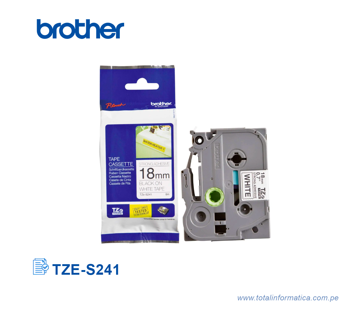 CINTA BROTHER TZE-S241/TZES241 18MM BLACK ON WHITE 3/4"