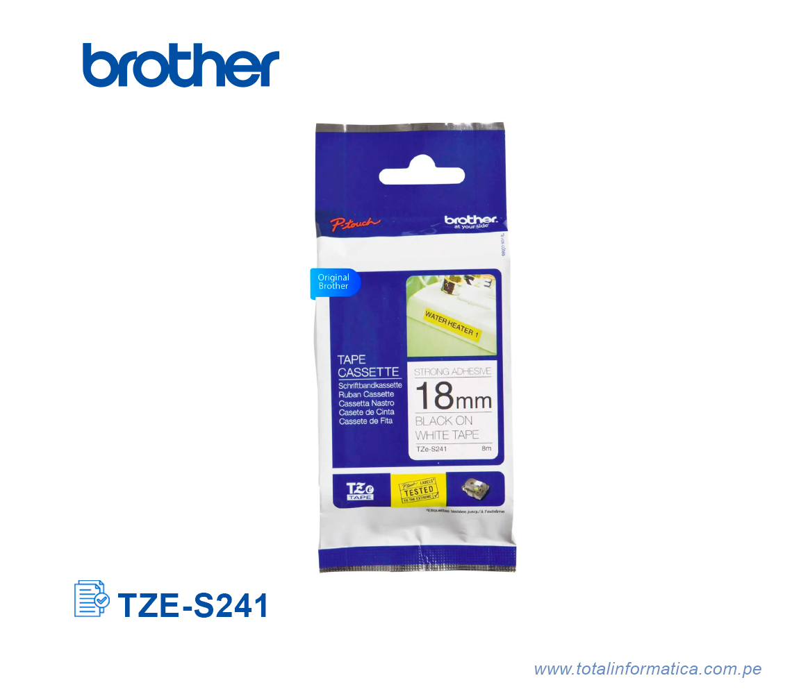 CINTA BROTHER TZE-S241/TZES241 18MM BLACK ON WHITE 3/4"