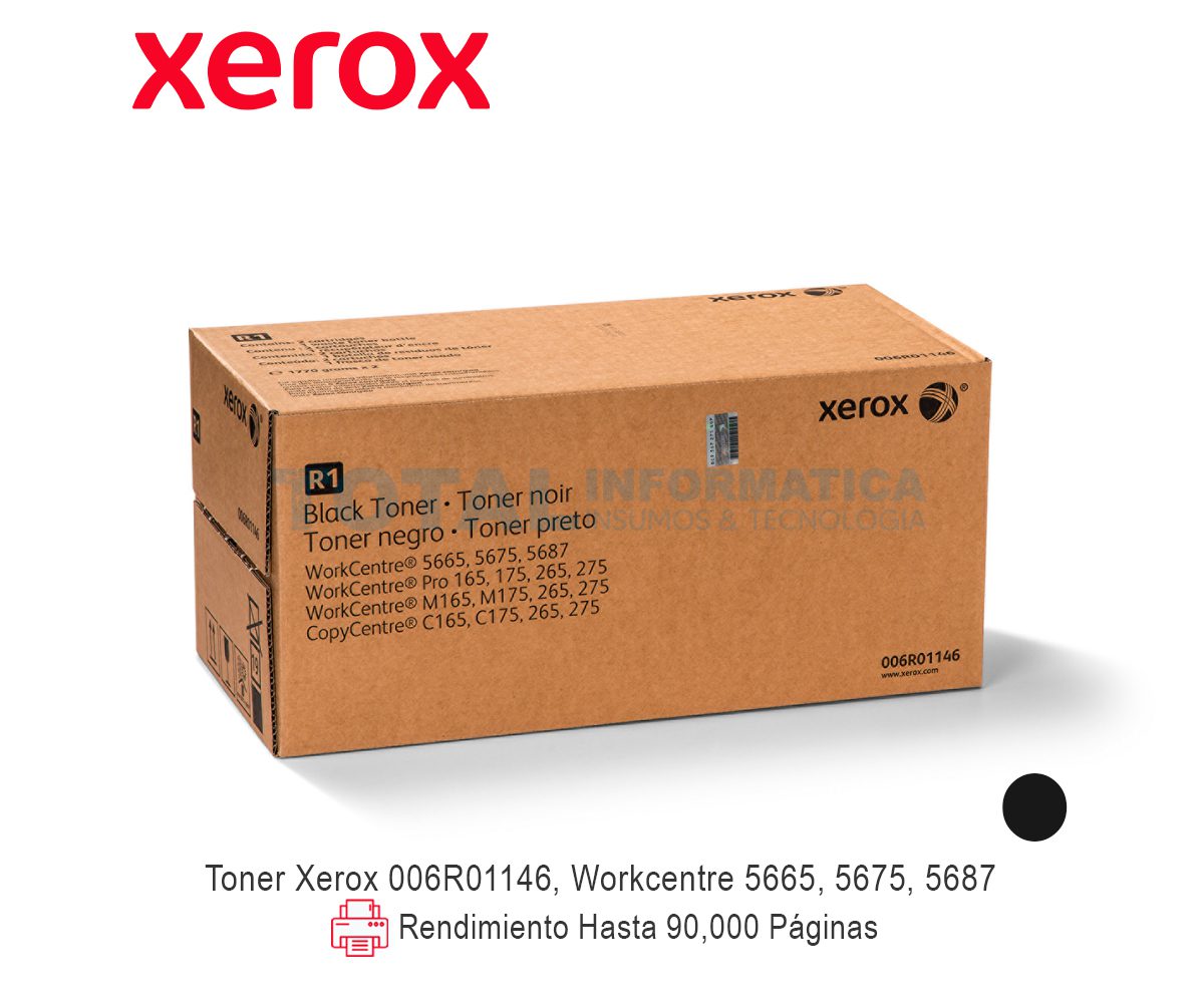TONER XEROX ( 006R01146 ) PARA WC 5665, 5675, 5687, BLACK, 100K
