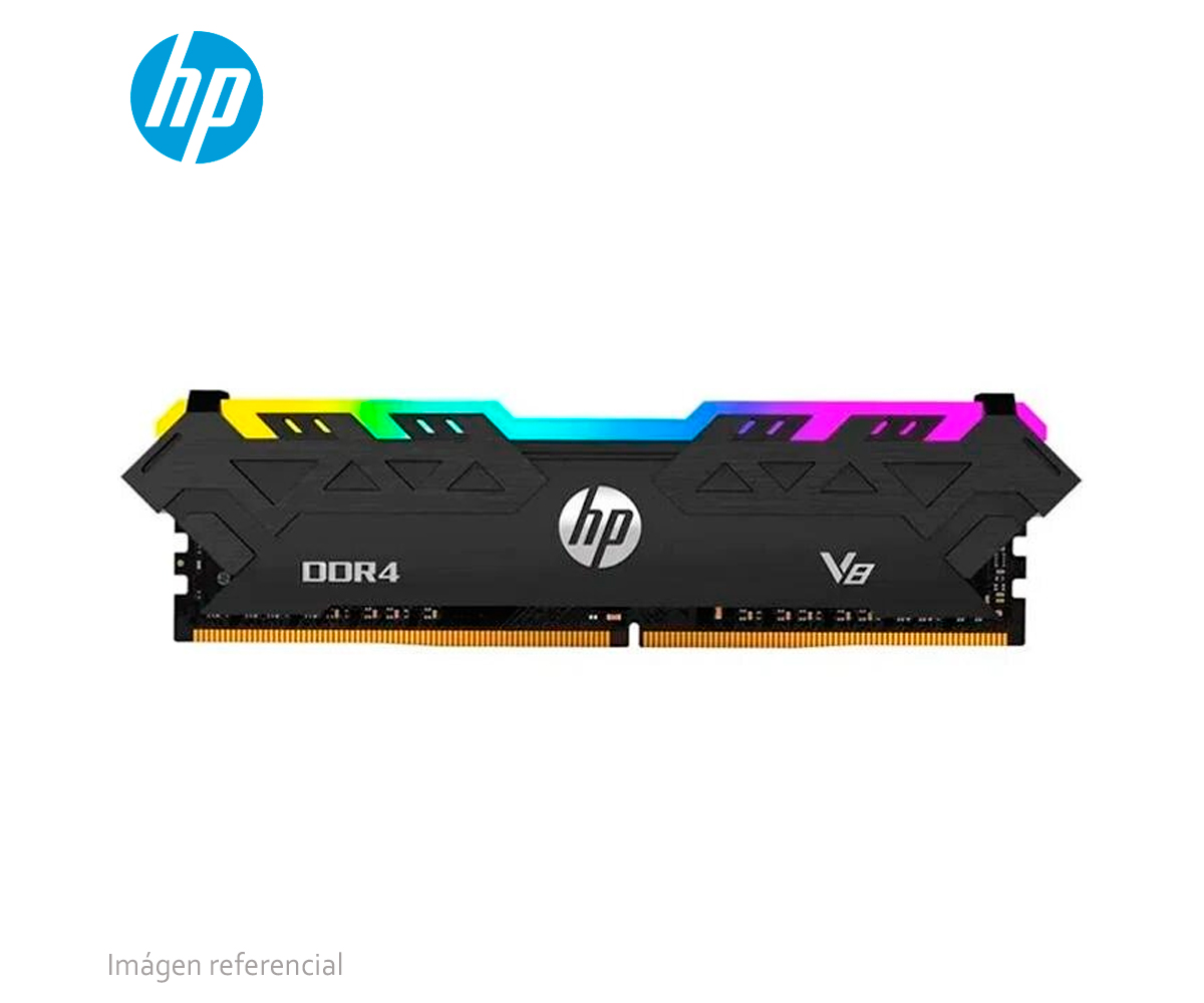 MEMORIA RAM HP V8 SERIES RGB (7EH93AA#ABM) 16GB, DDR4, 3600 MHZ, HEATSING CL-17, 1.35V.