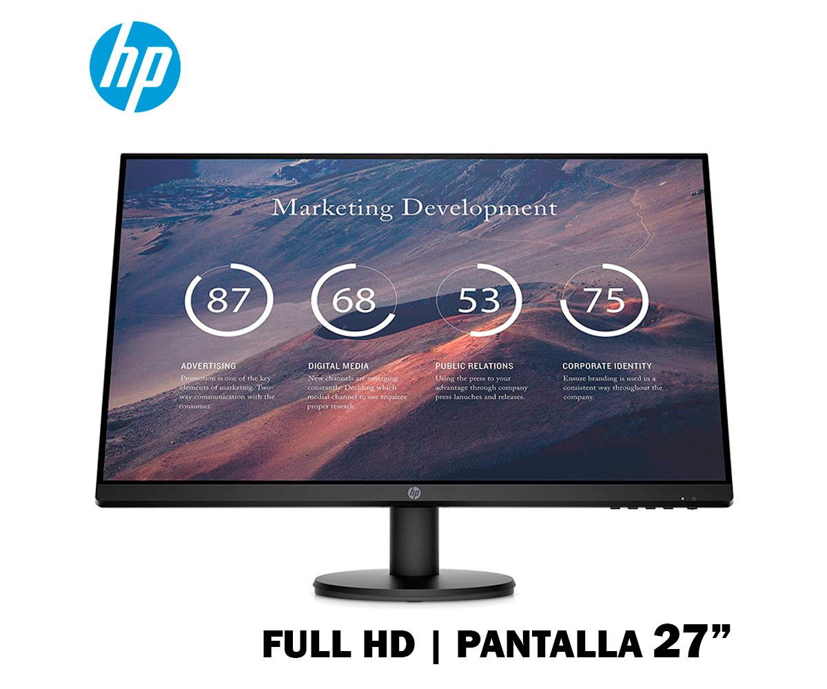 MONITOR HP P27V G4 LCD 27", FULL HD, 1920 X 1080, FHD IPS, VGA, HDMI ...