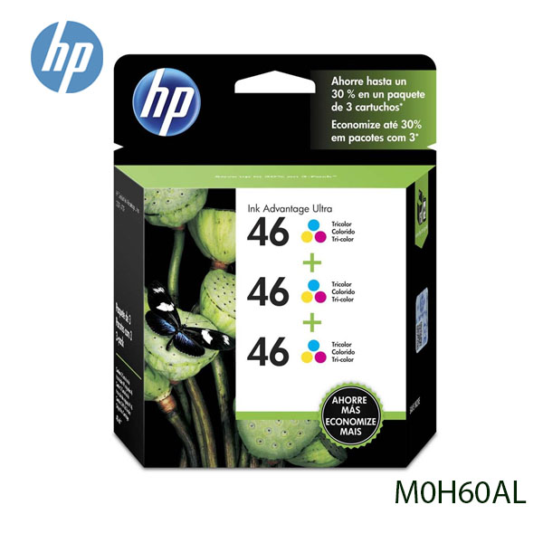 TINTA HP M0H60AL ULTRA IA 2529, 4729 (NÂ° 46) TRICOLOR 3-PACK (2,250 PAG)
