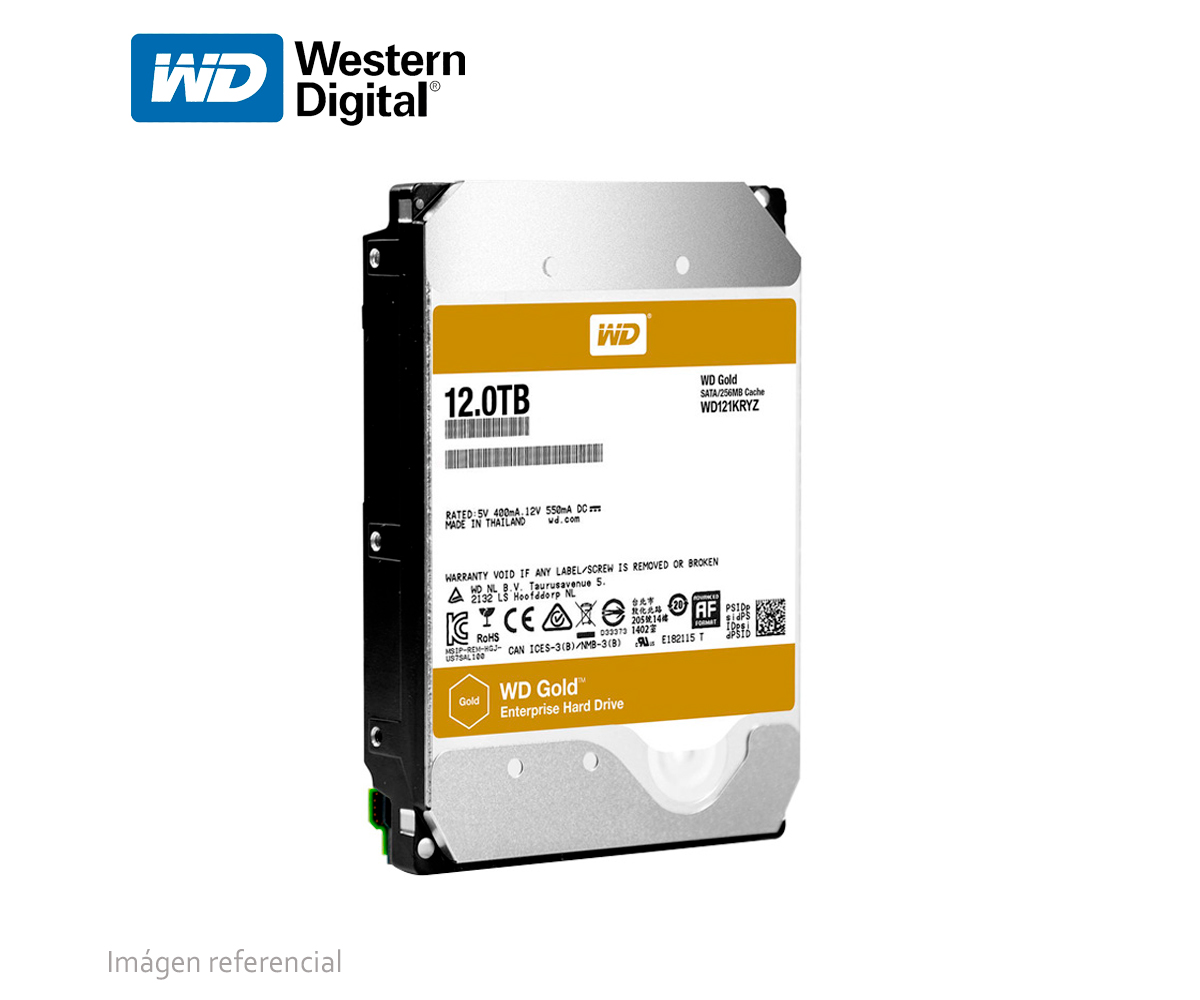 DISCO DURO WESTERN DIGITAL GOLD (WD121KRYZ) 12TB, SATA 6.0 GB/S, 256 MB ...
