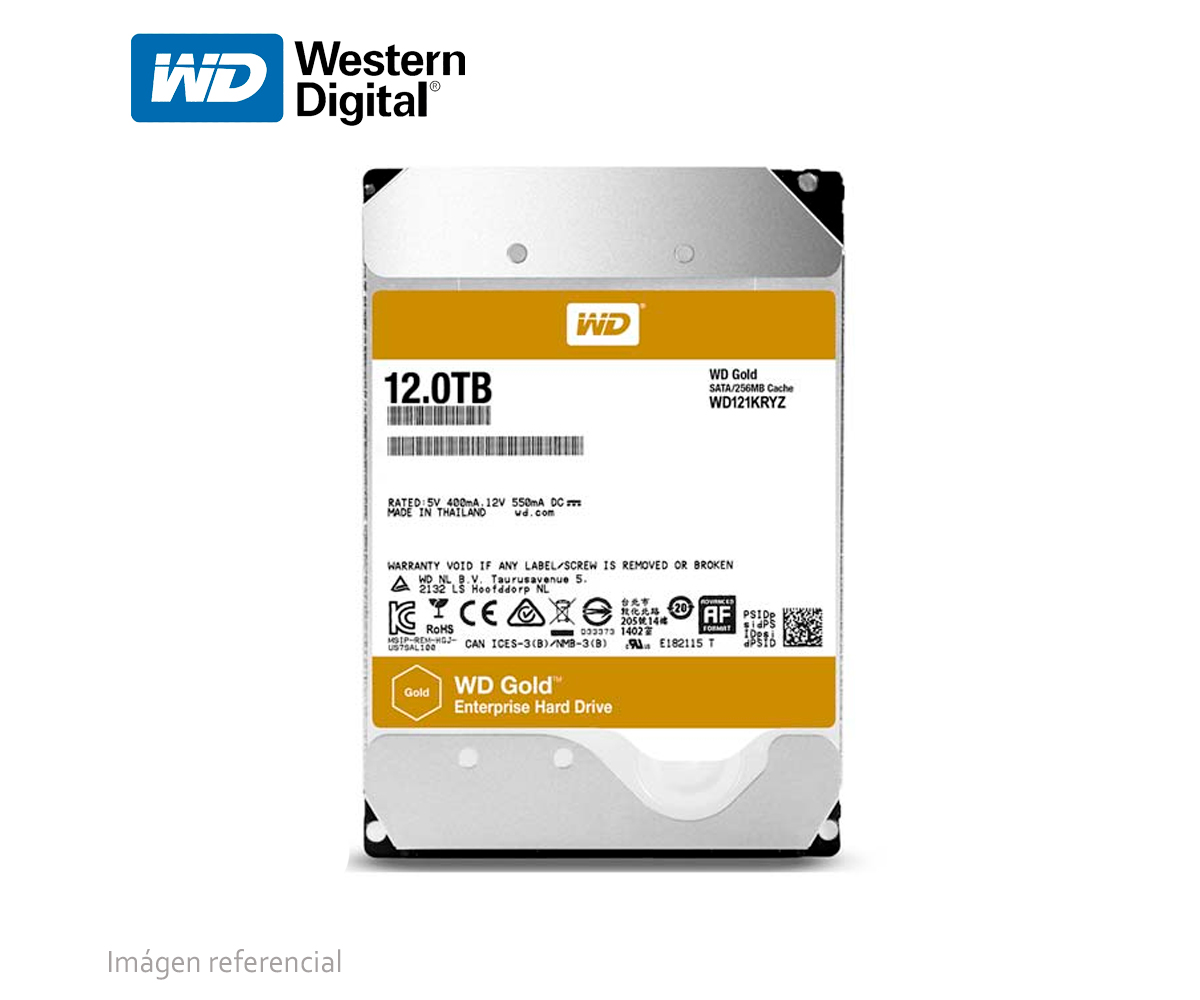DISCO DURO WESTERN DIGITAL GOLD (WD121KRYZ) 12TB, SATA 6.0 GB/S, 256 MB ...